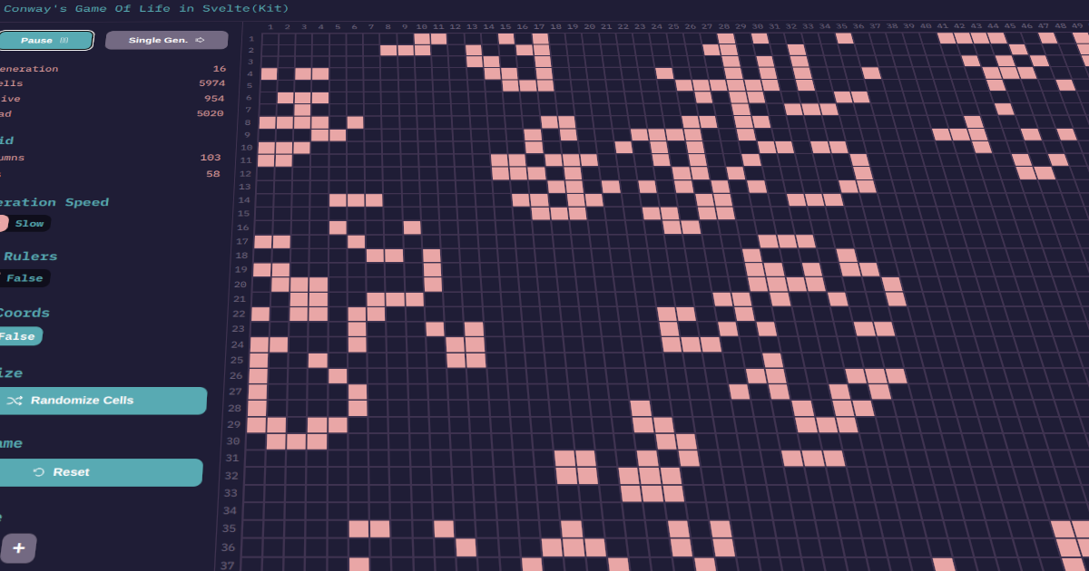 Conway's Game Of Life in Svelte